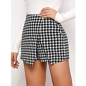 Milumia Women's Asymmetrical Wrap Skirts High Waisted Slit Hem Skort Shorts Black and White