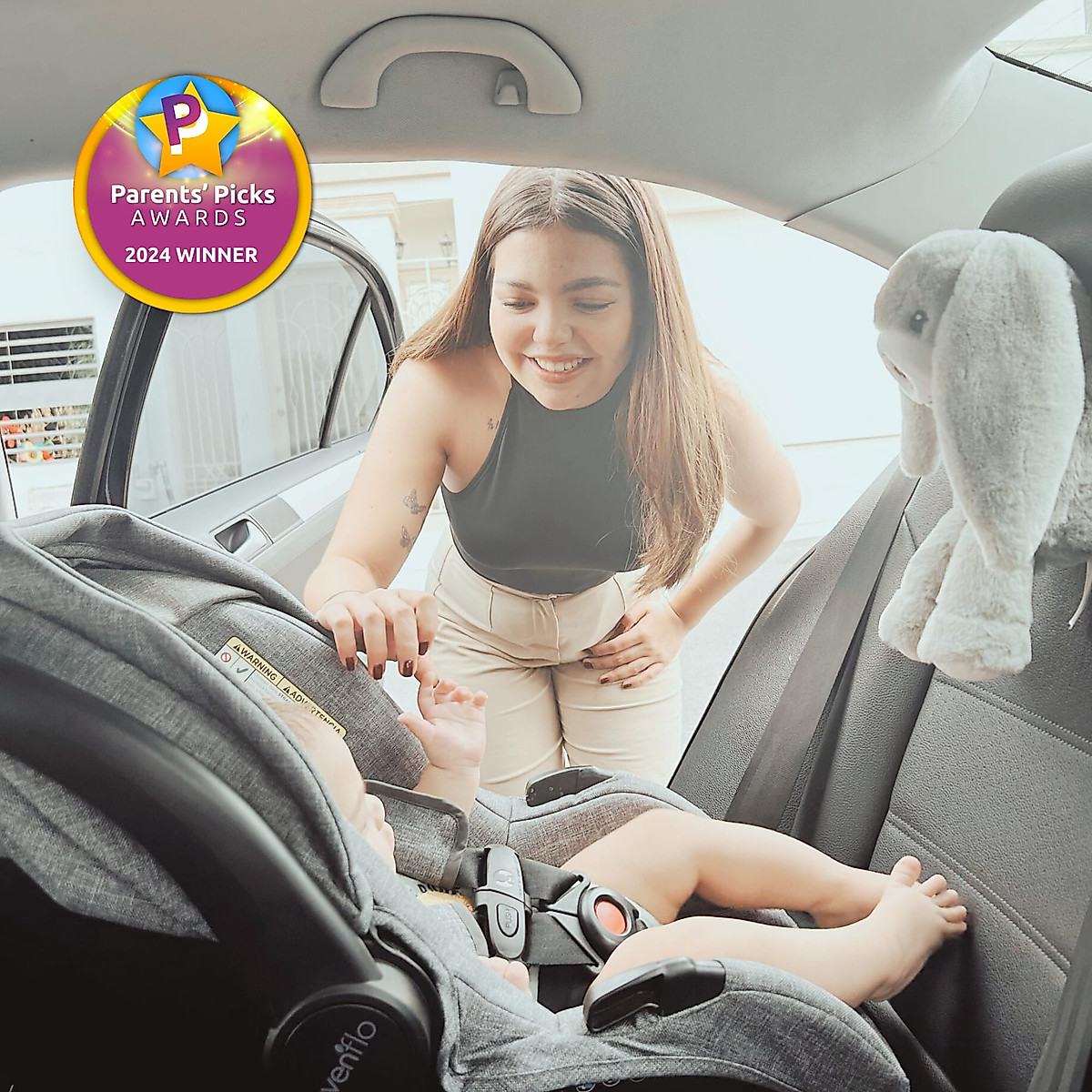 zooby Car Baby Monitor Helps Reduce Distracted Driving! Our Cuddly Plush Monitor That Babies Love Serves as a Soothing Companion for Baby so You Can Drive with Complete Peace of Mind - Bailey Bunny