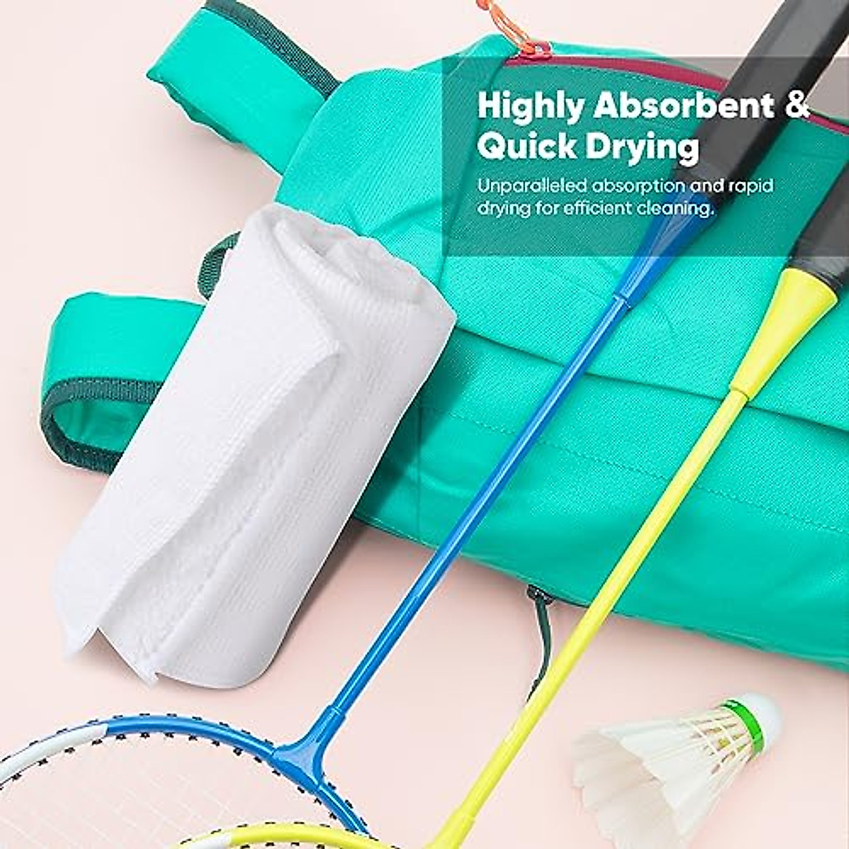 HOMEXCEL Microfiber Washcloths 50 Pack, Highly Absorbent and Soft Face Towel, Multi-Purpose White Wash Cloths for Bathroom, Hotel, Spa, Gym, and Kitchen, 12x12 Inch