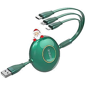 CAFELE [2023 Upgraded] Multi Charging Cable, [No Tangled] Retractable Phone Charger Cord with USB C/Micro USB/I Port for Phones and Tablets,3A,3.3FT,Compact for Car/Travel