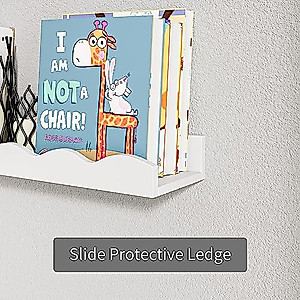 Floating Nursery Book Shelves Set of 2 Bathroom Shelves Over Toilet Modern Wood Storage Shelves for Wall Decor, Books, Toys, Photo Frames, Picture Ledge-White