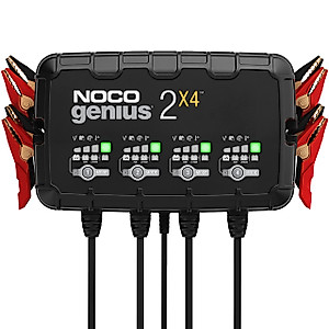 NOCO GENIUS2X4, 4-Bank, 8A (2A/Bank) Smart Car Battery Charger, 6V/12V Automotive Charger, Battery Maintainer, Trickle Charger, Float Charger and Desulfator for Motorcycle, ATV and Lithium Batteries