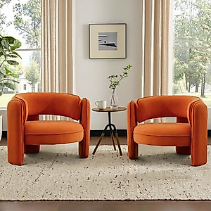 INZOY Mid Century Modern Accent Barrel Chair with Velvet Fabric, Comfy Upholstered Accent Armchair with Montage Design, Sherpa Boucle Chair for Living Room Bedroom Apartment, Light Yellow