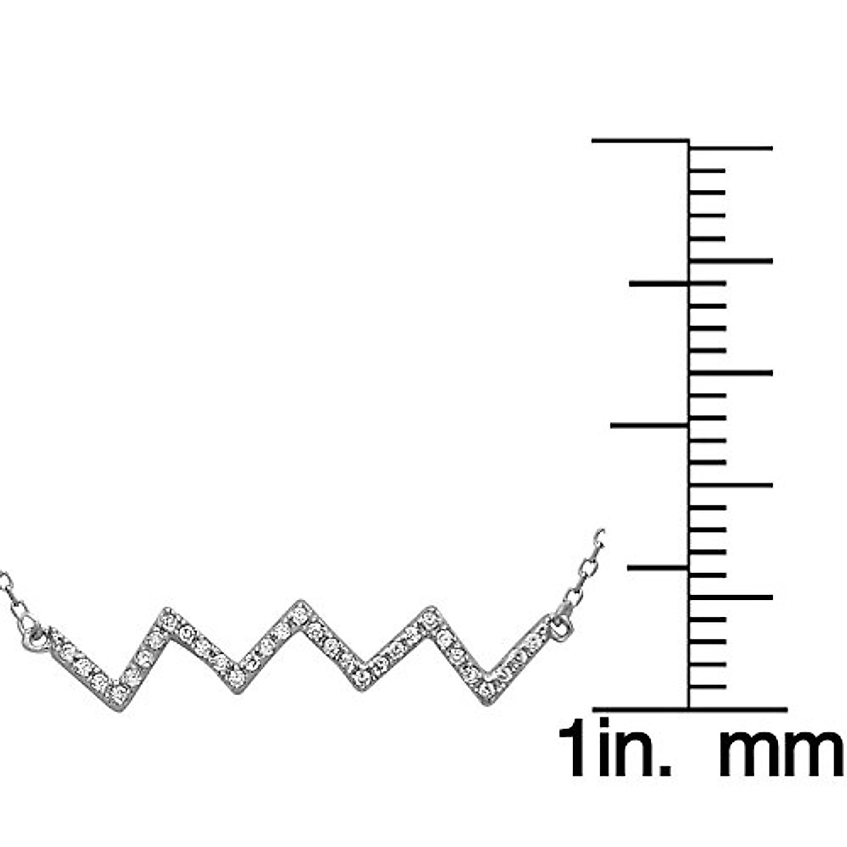 Sterling Silver 16" + 2" Extension CZ Zig Zag Necklace