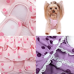 2 Pieces Washable Female Diapers with Suspender Comfort Reusable Doggy Diapers Reusable Puppy Sanitary Panties Dog Underwear Diaper for Small Girl Dogs in Period Heat (Pink&Purple, 3XL)