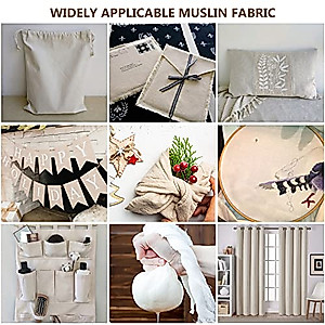 HOTGODEN Light Weight 100% Cotton Muslin Fabric: 63 inch x 2,5,10 Yards Unbleached Muslin Linen Fabric Material for Sewing Material Apparel Cloth