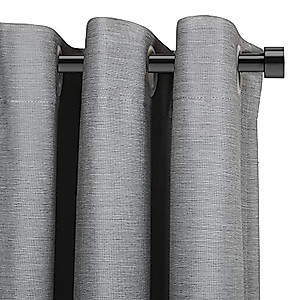 SUN+BLK Kinsley Lined Textured Total Blackout Light Blocking Noise Reducing Grommet Single Curtain Panel, Grey, 52x84
