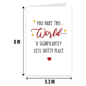 Qiliji Funny Best Friend Birthday Card, Thinking of You Card, Thank You Card for Him Her, Appreciation Card, You Make This World A Significantly Less Shitty Place