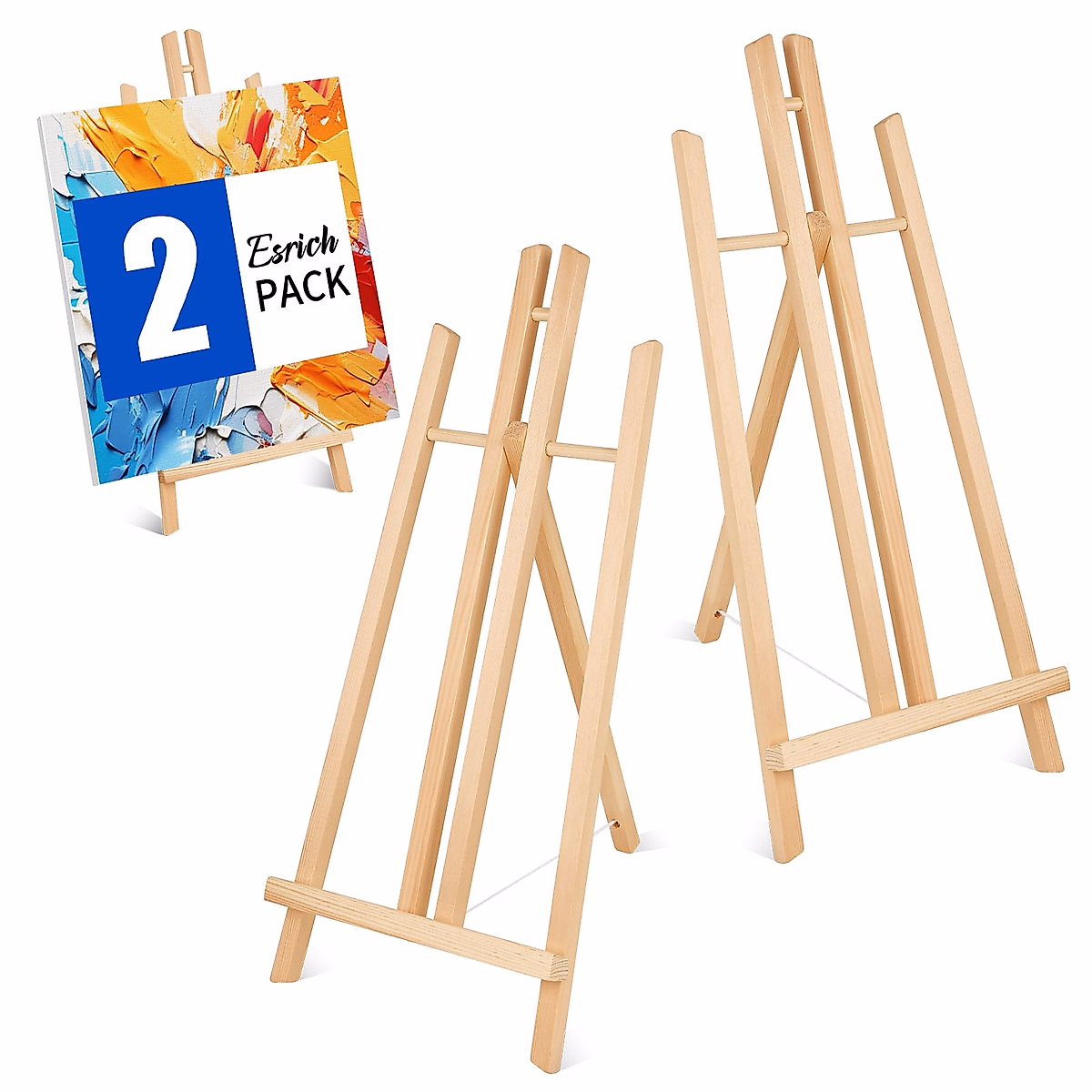 ESRICH 2pcs 17 Inch Tabletop Easels, Easel Stand for Painting,Tripod, Painting Party Easel, Kids Student Desktop Easel for Painting,Paint Easel for Canvas Painting