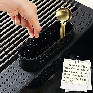 Berglander Gold Dish Drying Rack Over The Sink, L17.5*W 15" Rollable Tianium Golden Plating Stainless Steel Dish Rack with Removable Storage Basket, Perfect for Kitchen Sink