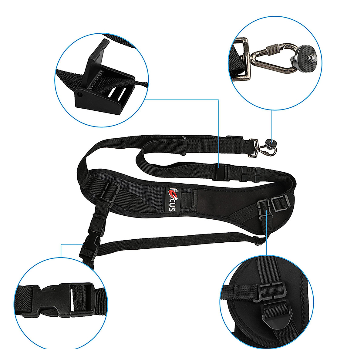 Fotasy Ergonomic Design Camera Sling Strap, Adjustable Camera Neck Strap, w/Quick Release and Safety Tether, Compatible with Canon Fujifilm Nikon Olympus Panasonic Pentax Sony Cameras