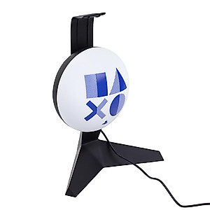Paladone PlayStation Light Up Headphone Stand, Turns On When Headphones are Placed, USB Powered Headset Stand for Gamers, PlayStation Gaming Setup Desk Accessories