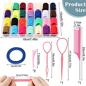 28 Colors Baby Hair Ties, 313Pcs Toddler Hair Ties with 5 Hair Styling Tools Ponytail Holders Hair Ties with Organizer Box for Kids Girls