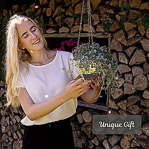 SCANDINORDICA Disco Ball Planter – Disco Ball Plant Hanger, Mirror Disco Planter with Chain and Macrame Hanger, Hanging Planters for Indoor Plants | 6 inch Silver