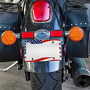 Hawyet 2 PCS American Flag Car License Plate Frame with Screws, Metal License Plate Fastern Decorative Accessories Set with 4 Holes, Universal Plate Frame Covers with Screws Fasteners Caps (Red)
