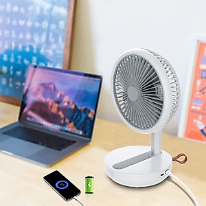 WONGSAM Aroma Diffuser Table Desk Fan, Portable Foldaway Fan, 3600mAh Rechargeable Battery Powered Personal Fan, 4 Speeds Adjusted USB Small Fan for Home Bedroom Travel Office Tent, White