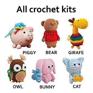 Crochet Stuffed Animal CAT DIY Kit, Beginner Craft kit for Teens and Adults, All Materials Included, Detailed Instructions with 45 Pictures, Hypoallergenic Yarn