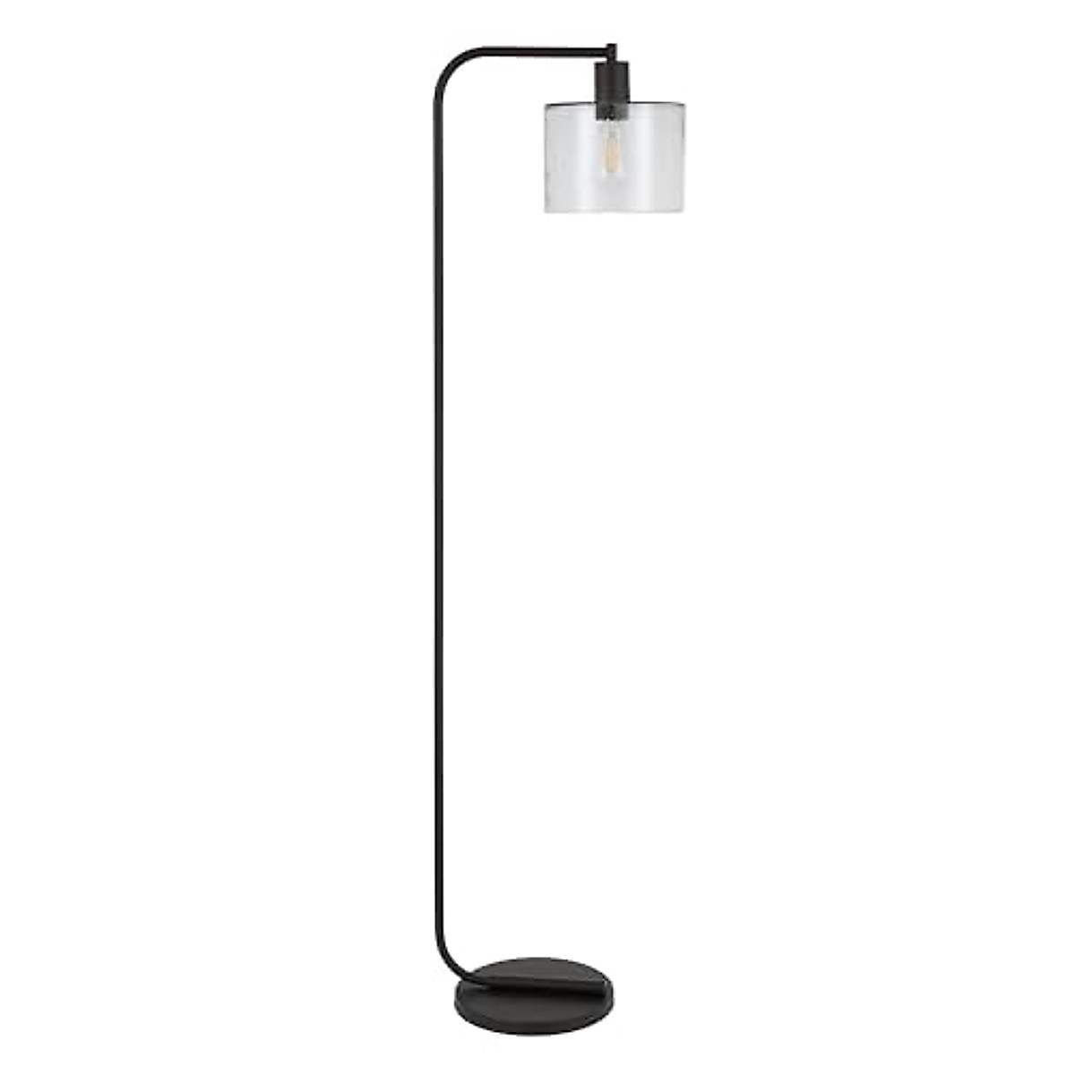 Cadmus 57" Tall Floor Lamp with Glass Shade in Blackened Bronze/Seeded