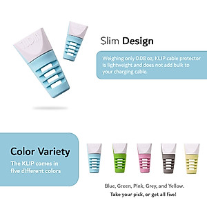 TUDIA [Klip] Snap On Charging Cable Cord Saver Protector Compatible with iPhone, iPad, iPod - Blue