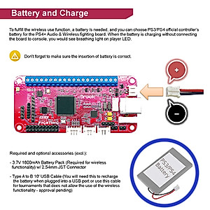 Mcbazel Brook Wireless Fighting Board for PS3/PS4/PS5/N-Switch/PC Support Two Analog Sticks/Turbo Function/Tournament Mode/Touchpad (PS4)