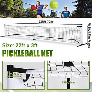 TOBWOLF 22x3ft Pickleball Replacement Net, Indoor Outdoor Pickleball Net for Most Free-Standing Pickle Ball Frame, Official Regulation Size Net for Portable Pickleball Net System