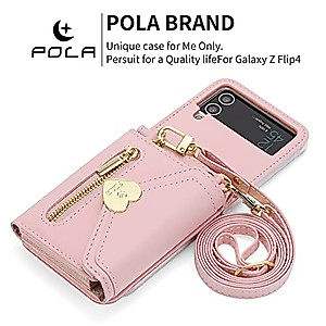 phone protective flip case Compatible with Samsung Galaxy Z Flip 4 5G Case with Card Holder and PU Leather Wallet Case Compatible with Women Girls 360 Shockproof Full Body Protection Bumper Shockproof