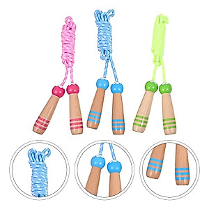 INOOMP 6 pcs adjustable skipping rope jump ropes wooden handle jump rope Cotton skipits for kids exercise jump rope adult jump rope Exercise Equipment Portable Skipping Rope nylon aldult