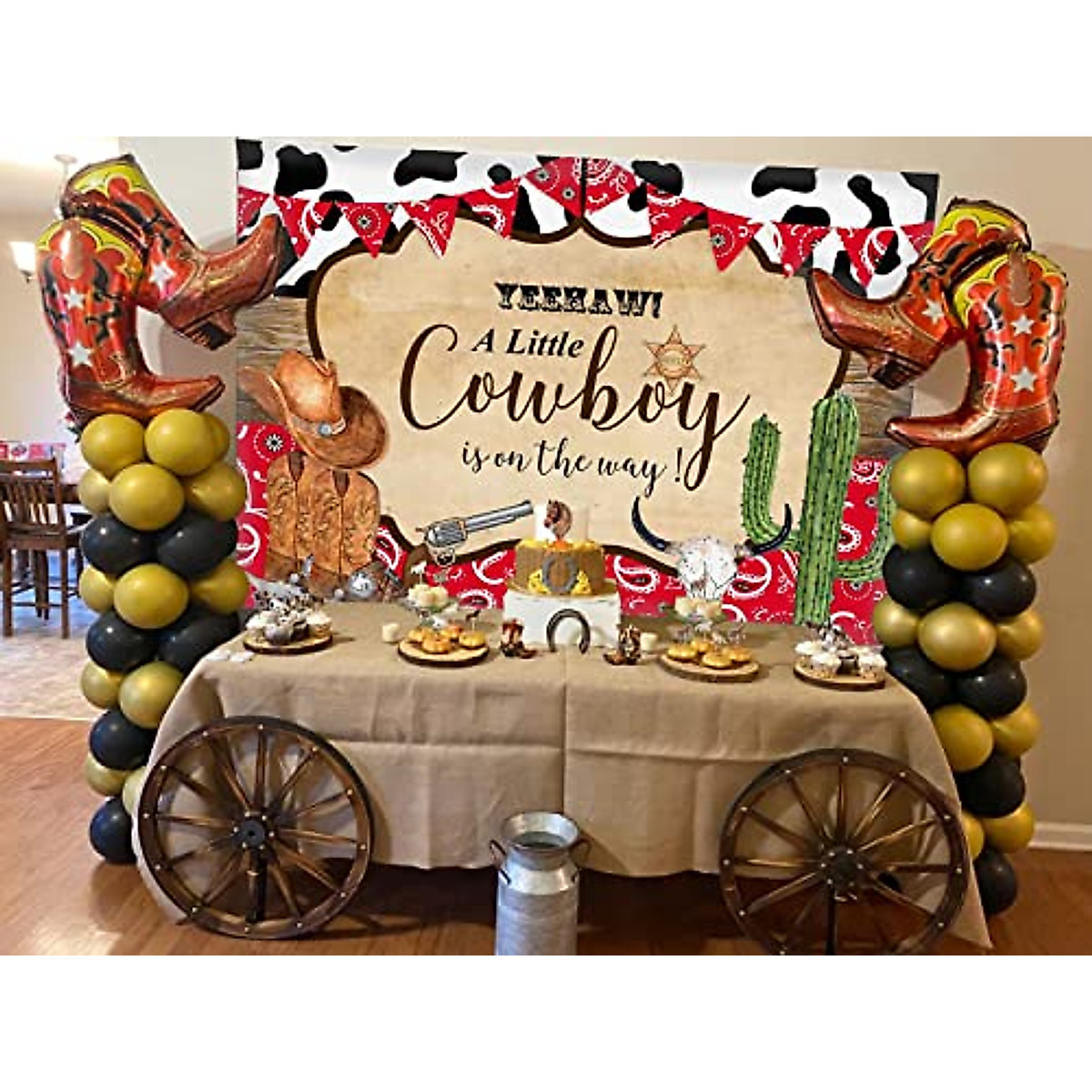 Avezano Little Cowboy Baby Shower Backdrop for Boy Yee Haw Western Cowboy Baby Shower Background Wild West Baby Shower Party Banner Decorations(7x5ft)