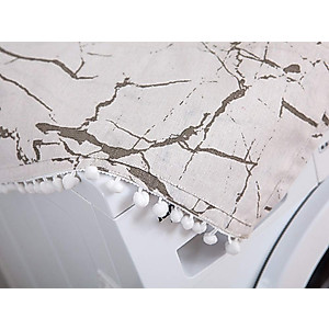 AKOAK 1 Pack 55 x 130cm /22 "x 51" Geometric Washing Machine Refrigerator Dust Cover, Multi-Purpose Household Cotton Linen Dust Microwave Cover, with Storage Pouch (Marble)