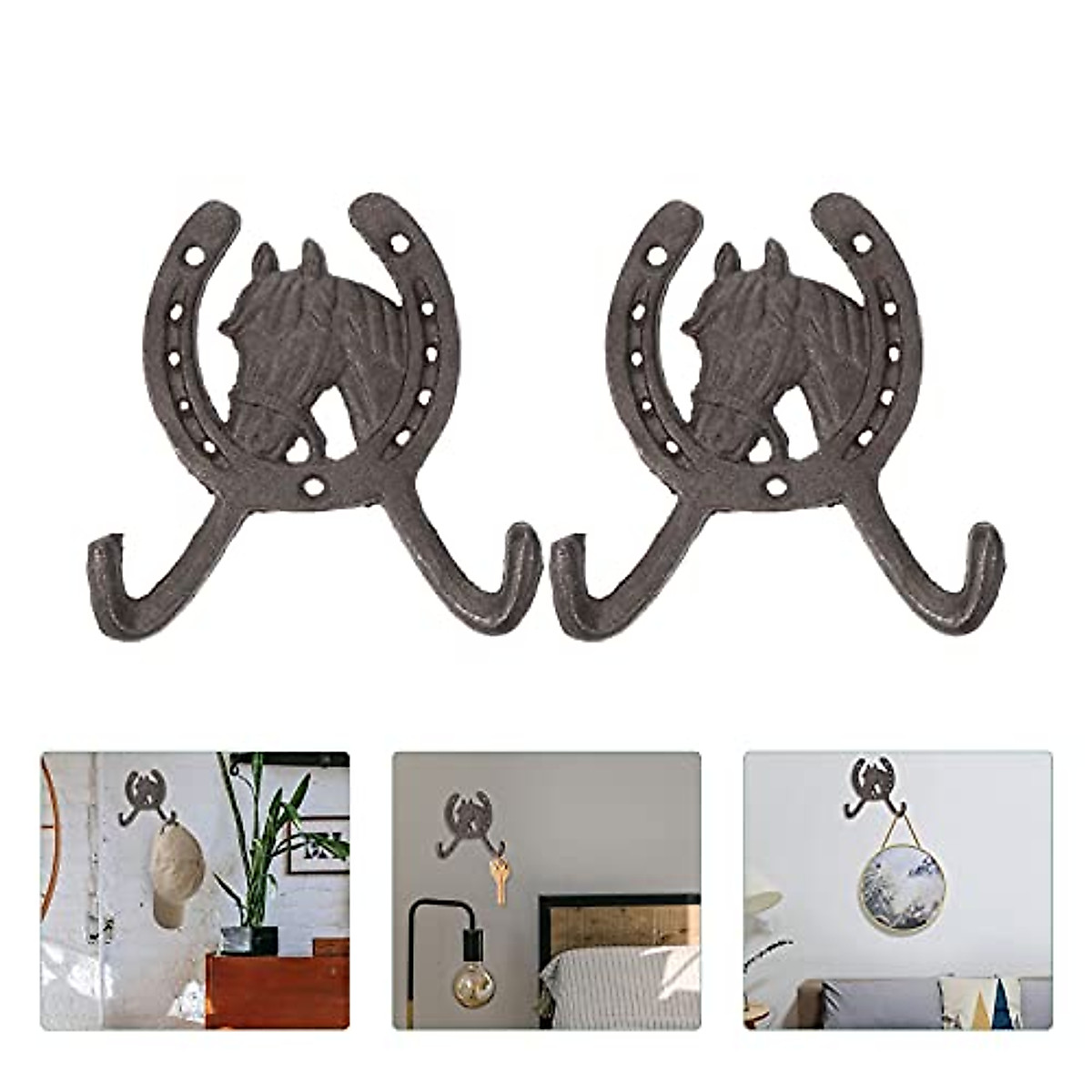 Gadpiparty 4pcs Hats Key Decor Kitchen Hoof Towels The Mug Prong Cast Utility for Duty Design Antique Shaped Bathroom Hanger Wall Style Rack Metal Cap American Wall- Rustic Bath Stylish