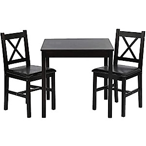 Dining Table Dining Kitchen Table Dining Set 3 Piece Table and Chair for 2 Person  Wooden  Table with  2  Chairs Dining Room Table Set,Dark Brown 