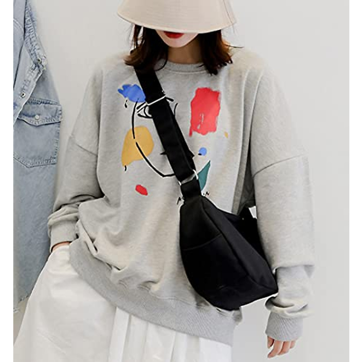 Women Canvas Tote Bags Crossbody Handbag Hobo Purse Top Handle Zipper Bag Office Travel Shopping