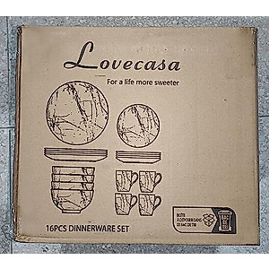 LOVECASA Black Dish Set for 8, 32 Piece Porcelain Dinnerware Sets Plates and Bowls Sets, Gold Splash Glaze Round Dinner Plates, Stylish and Modern Dinner Set with Mugs, Dishwasher & Microwave Safe