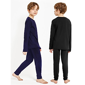 Resinta Boys' Fleece Lined Thermal Underwear Set Winter Kids’ Top & Long Johns Base Layer Shirt & Pants for Boys