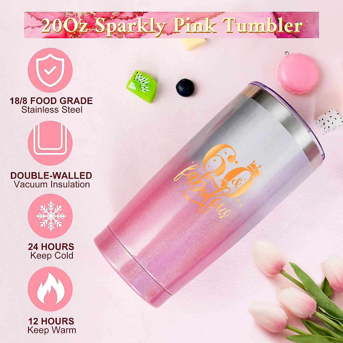 LUXULISH 60th Birthday Gifts for Women, 60 and Fabulous Gifts for Women, Happy 60 Year Old 1964 Birthday Gifts, Luxury Turning 60 Birthday Gift Ideas for Mom Sister Friend Wife Coworker