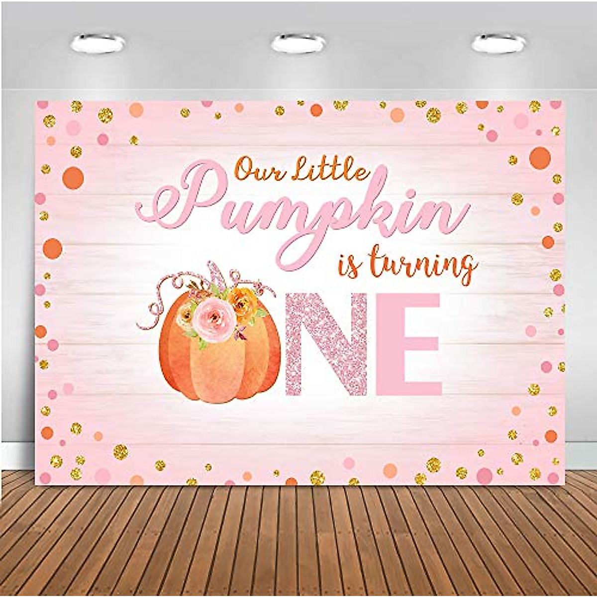 Avezano Pumpkin 1st Birthday Backdrop Fall Pumpkin First Birthday White Wood Background Vinyl Our Little Pumpkin is Turning One Girls Birthday Party Decoration Banner (7x5ft)
