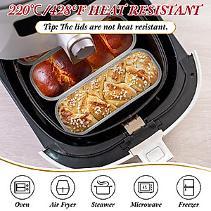 Tanlade 100 Pack Mini Loaf Pans with Lids 6.8 Oz Aluminum Foil Disposable Baking Pans Rectangle Cake Pans Muffin Tins Brownie Pan with Spoons for Cupcake Dessert Loaf Ramekin, Blue