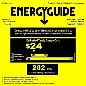 BANGSON Small Refrigerator,1.6 Cu.Ft Mini Fridge With Freezer,Mini Fridge For Bedroom,Mini Fridge For Office,Reversible Single Door,Compact Refrigerator For Office,Apartment,Dorm,Bedroom