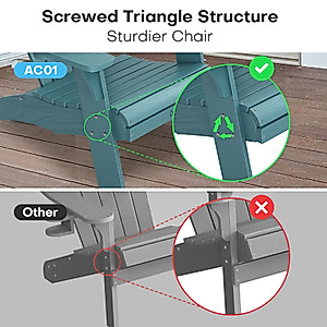 Cecarol Oversized Adirondack Chair Plastic, Outdoor Fire Pit Chair with Cup Holder, Adirondack Patio Chair Weather Resistant for Outside, Porch, Lawn, Garden- AC01, Blue