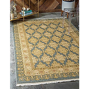 Unique Loom Edinburgh Collection Area Rug-Zinnia, 9 ft x 12 ft, Blue/Beige