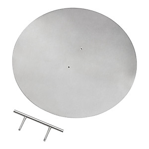EEYBLAEEY 20 Inch Fire Pit Lid Cover Stainless Steel for Drop-In Fire Pit Drop Burner Pan Cover Square Fire Pit Ring Edge Built-In Handle Design Silver for Any Round Patio Fire Pit
