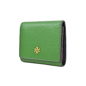 Tory Burch Womens 80121 Blake Colorblock Pebble Leather Tri-Fold Wallet (367 Arugula Green/Tory Navy Blue)