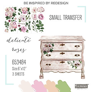 Redesign Decor Transfers - Delicate Roses - 3 Sheets, 6"x12"