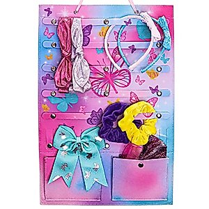 FROG SAC Bow and Headband Holder, Butterfly Hair Accessories Organizer for Girls, Hair Clip Accessory Organizers for Kids, Toddler Baby Wall Hanging Head Band Hairbow Bows Hangers for Closet Door