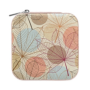 linqin Travel Jewelry Box Organizer Maple Leaves Portable Jewelry Storage Box Case for Earring Rings Necklace Bracelets Accessories Gifts for Women Gis Wife Daughter