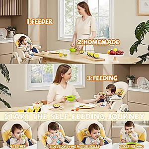 Baby Spoons Silicone Baby Led Weaning Feeding Spoon Set with Baby Fruit Feeder Pacifier Fresh Food Feeder (2 Count) - Baby Teething Toys Teether, Mash and Serve Bowl, Baby Feeding Set First Stage