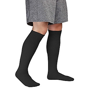 6 Pairs Men's Athletic Tube Socks Over the Calf - Big & Tall (10-15 Big & Tall, 6-pairs Black)