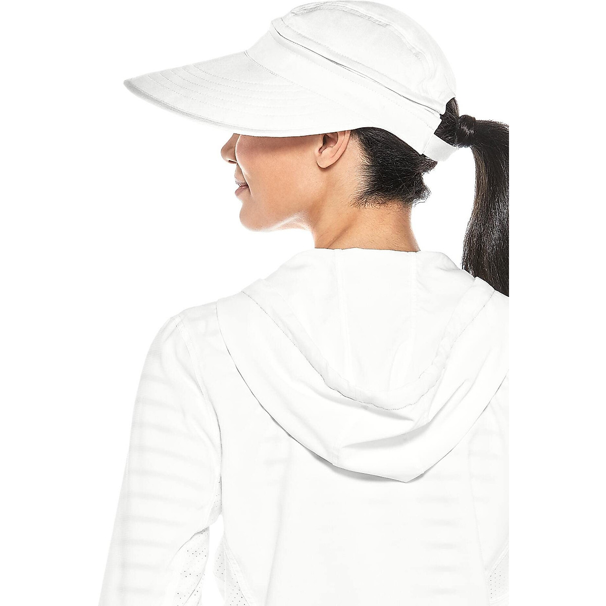 Coolibar UPF 50+ Women's Bel Aire Zip-Off Sun Visor - Sun Protective (One Size- White)