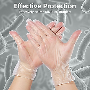 Oh! Trendy Disposable Medical Clear Vinyl Exam Gloves Industrial Gloves - Latex-Free & Powder-Free100PCS - Large