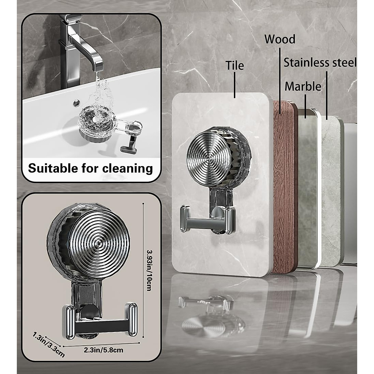 BTHERG Suction Cup (3 Sets) Hooks, Bright Suction Cup Hooks, Small Removable Suction Cup Hooks for Shower Room Glass Doors Window Kitchens up to 11 LBS of Smooth Surfaces